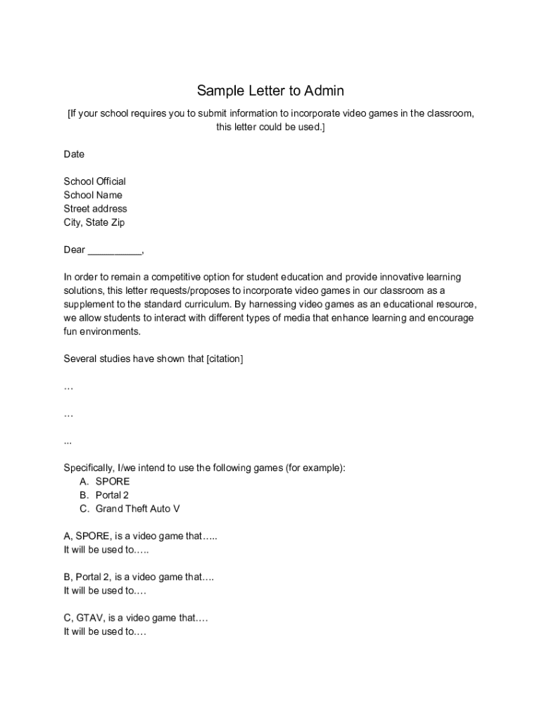 Fillable Online Formal Letter Format for School: Template, Types ...