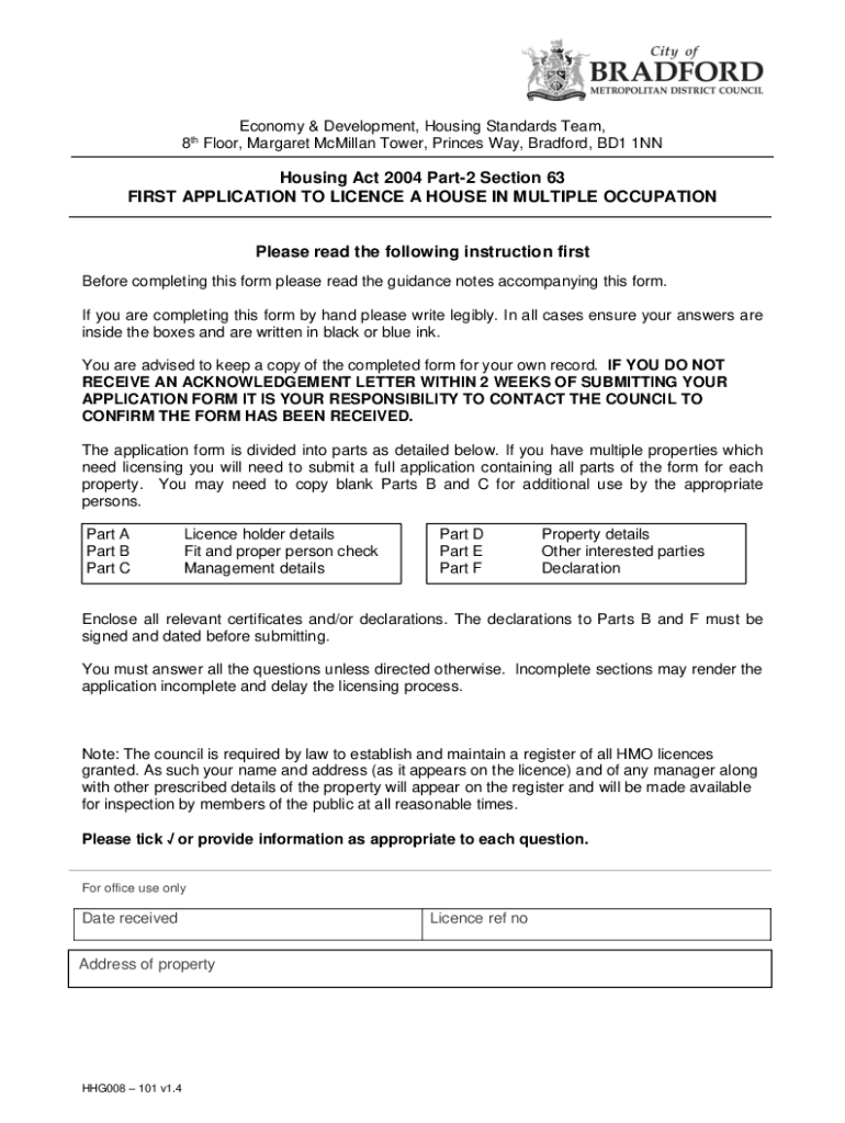 Fillable Online New HMO licence application form Fax Email Print ...