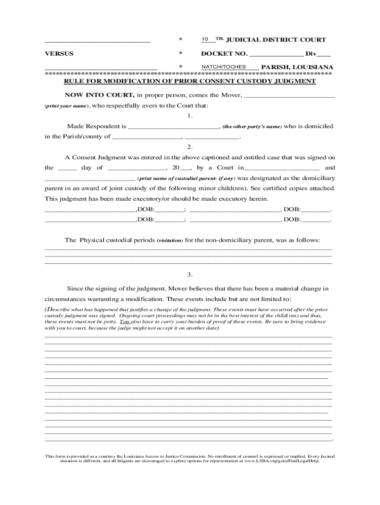 Fillable Online These forms are applicable only if court has previously ...
