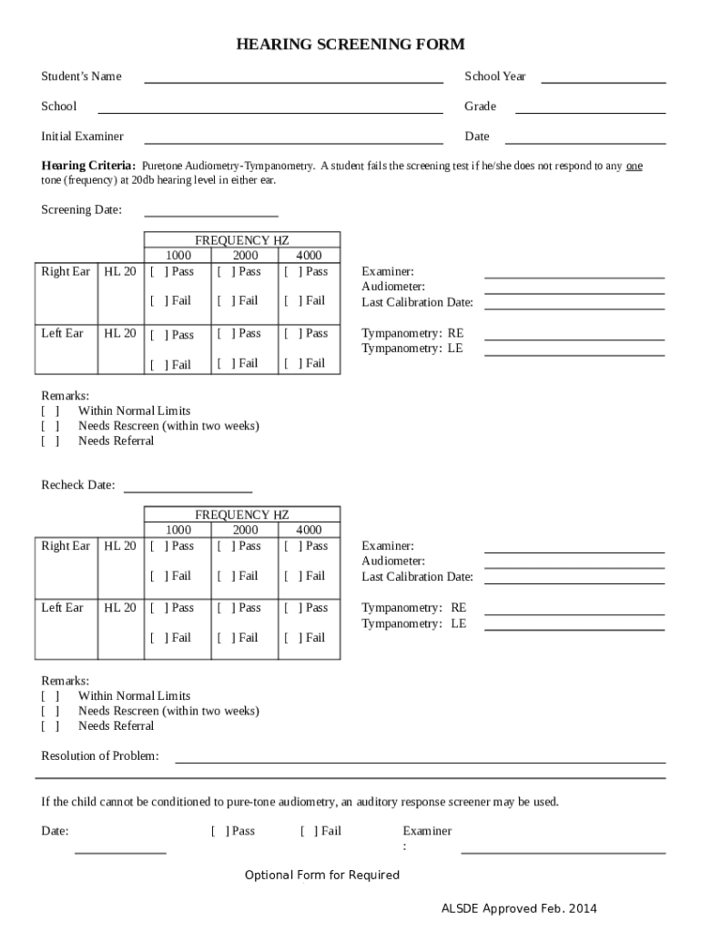HEARING SCREENING - Alabama Department of Education Doc Template ...