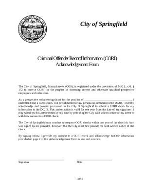 Criminal Offender Records Investigation (CORI) - Springfield, MA Doc ...