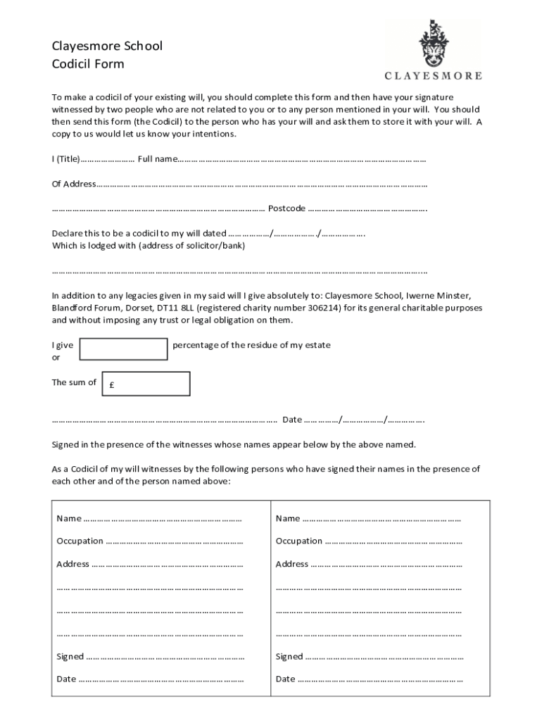Fillable Online www.freeprintablelegalforms.comblank-willsFree Codicil ...