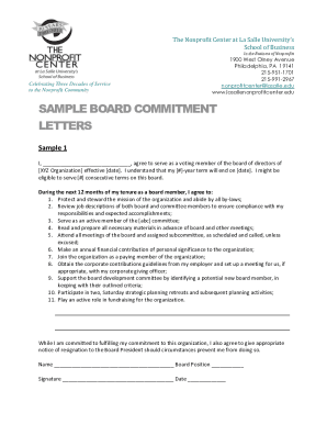 Fillable Online SAMPLE BOARD COMMITMENT LETTERS - Productive ...