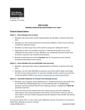 Fillable Online PART D PLANS MEMBER PREMIUM BILLING/PAYMENT FACT SHEET ...