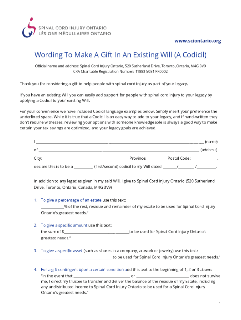 Fillable Online In Honour of Someone Special - Spinal Cord Injury Ontario - Convio Fax Email ...