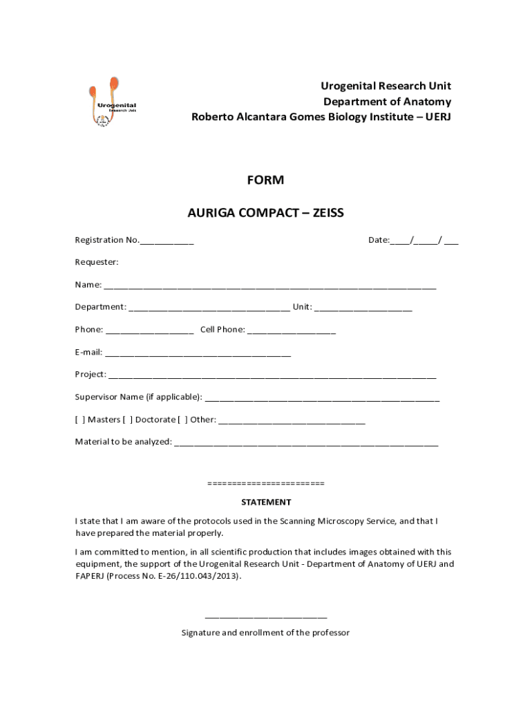 Fillable Online FORM AURIGA COMPACT ZEISS Fax Email Print - pdfFiller