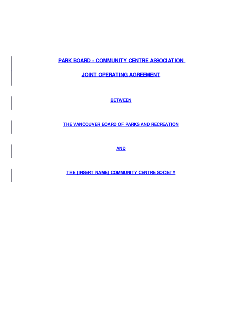 Fillable Online Lined final draft Joint Operating Agreement (Sep 10 ...