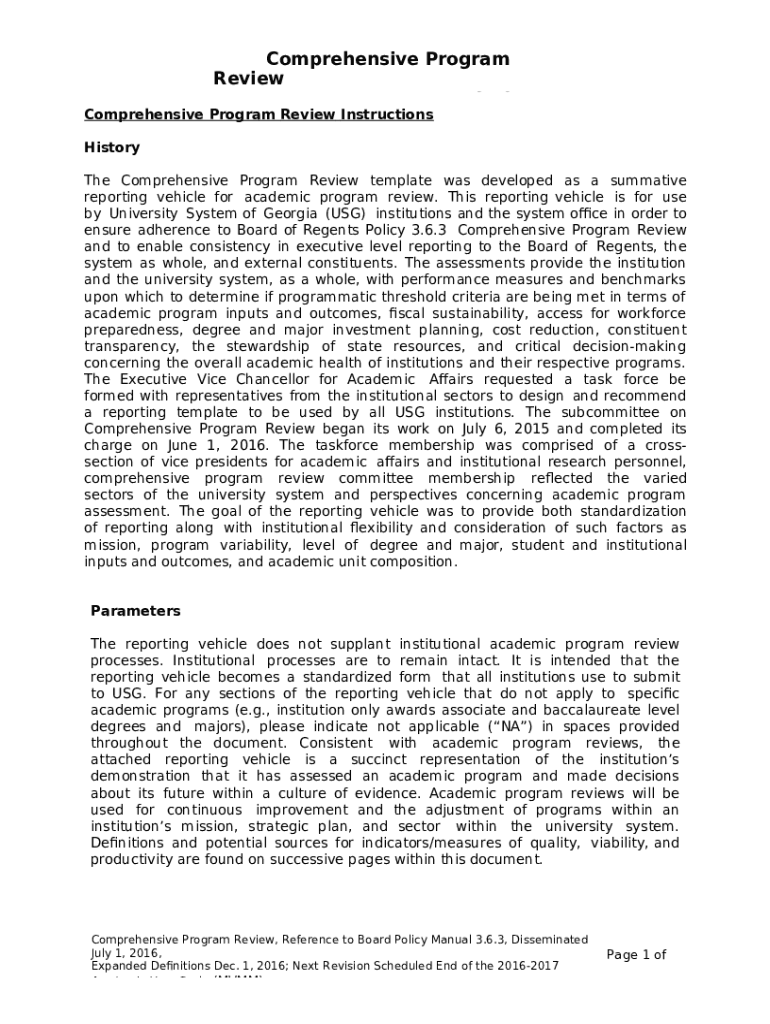 Online daltonstate USG Comprehensive Program Review Reporting ... Doc ...