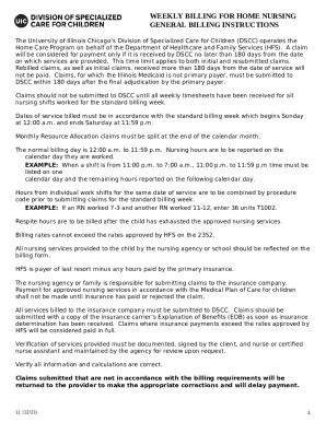 WEEKLY BILLING FOR HOME NURSING GENERAL BILLING INSTRUCTIONS Doc ...