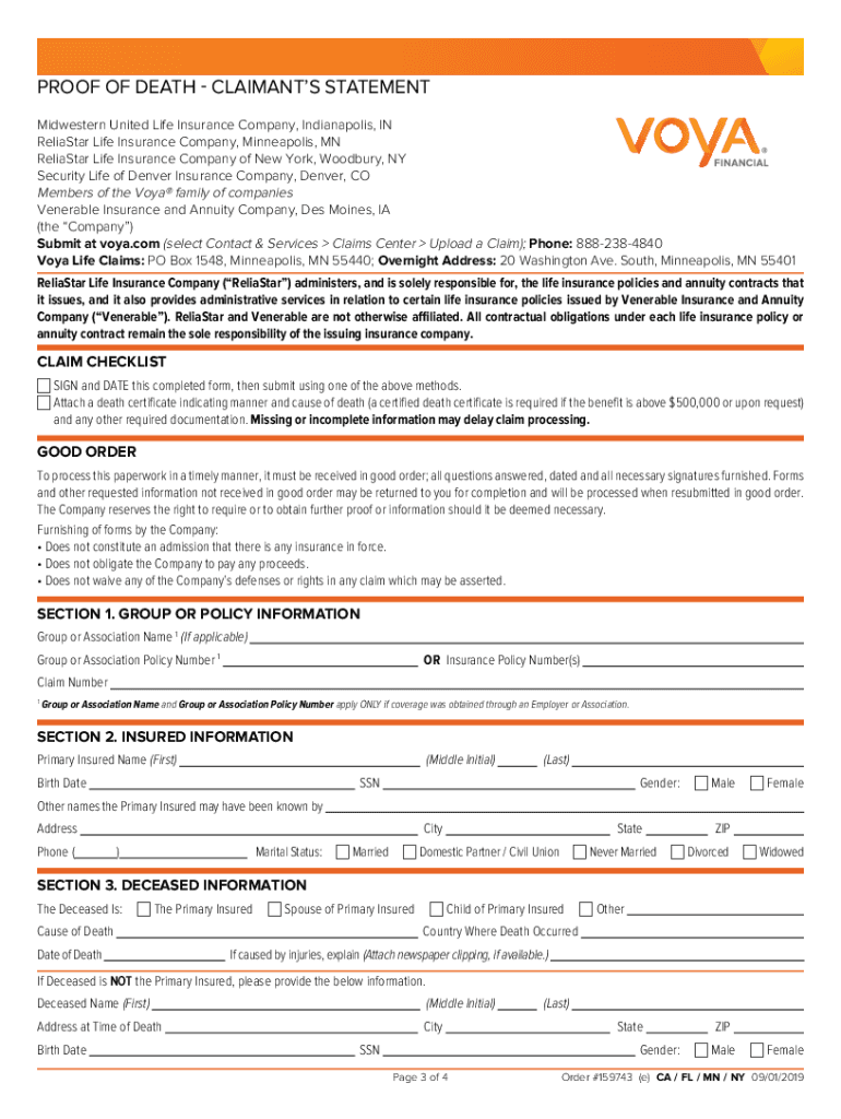 Fillable Online Get Voya Claimant Statement - US Legal Forms Fax Email ...