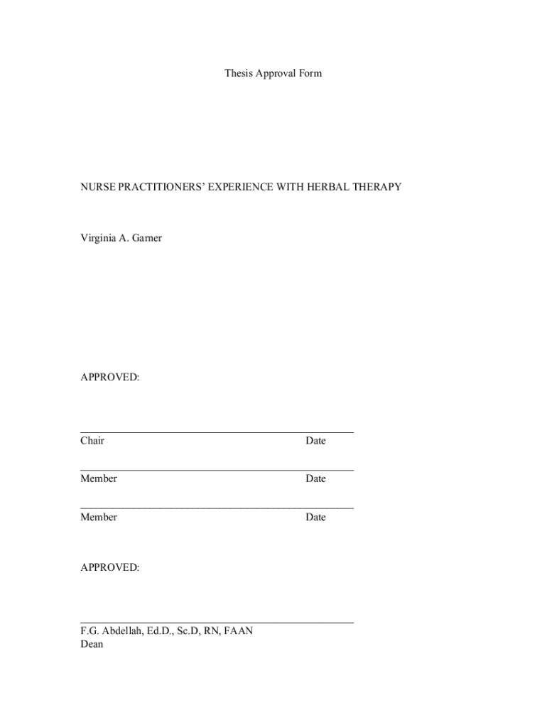 Fillable Online Thesis Approval Form Fax Email Print - pdfFiller