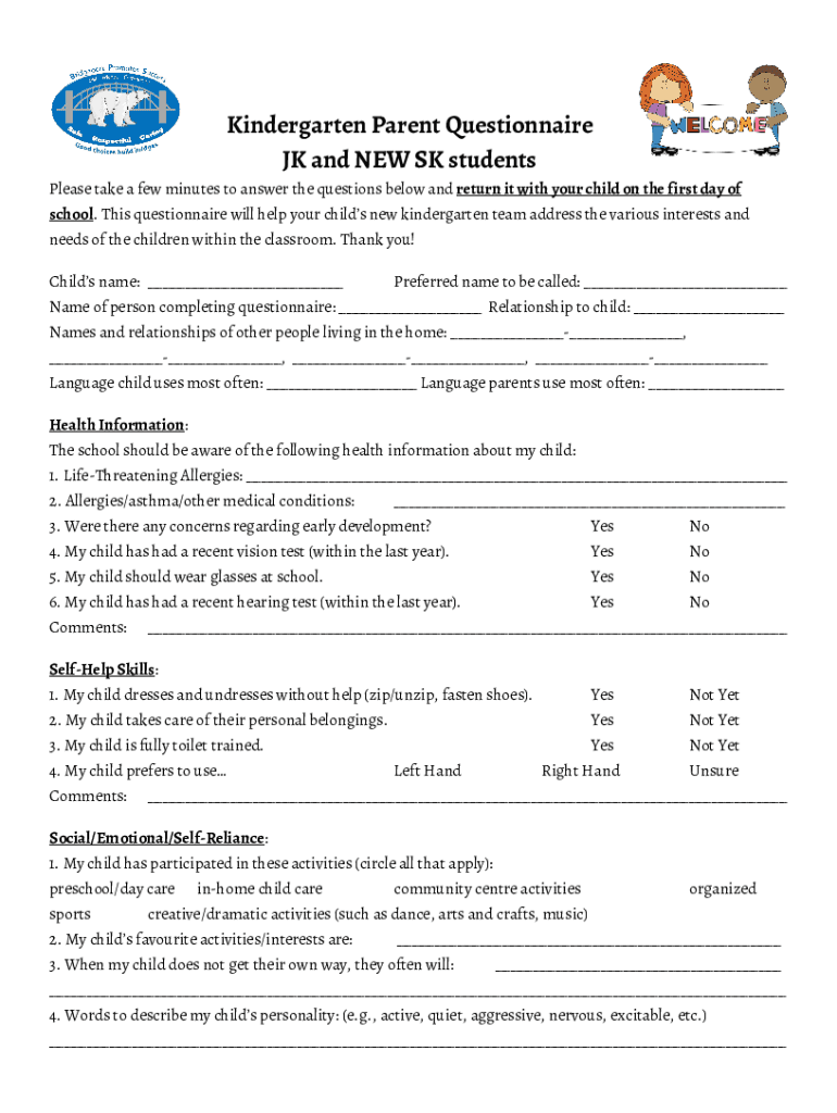 Fillable Online 23+ Parent Questionnaire Templates in PDFDOCFree23 ...