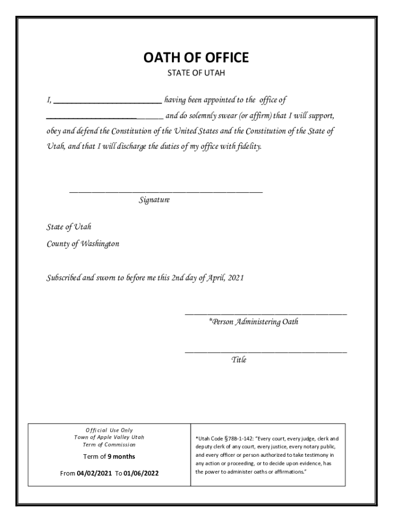 Fillable Online Letter Of Oath Example - Fill Online, Printable ...