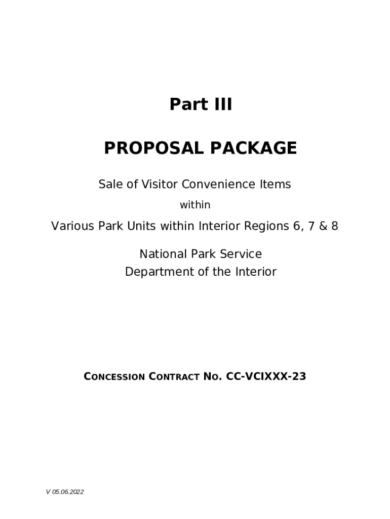 Commercial Visitor Services; Concession Contracts - Federal Register Doc Template | pdfFiller