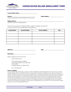 Fillable Online Consolidated Billing Enrollment Form. Consolidated ...