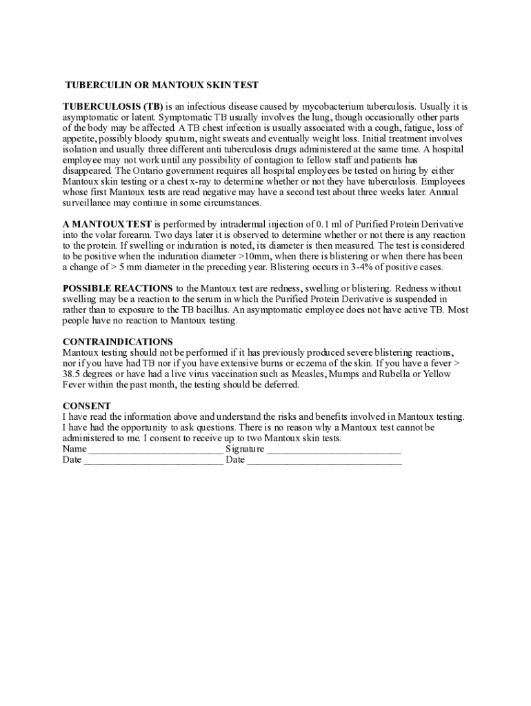 Fillable Online www.howdenmedicalclinic.com 03 PPDTB-ConsentTUBERCULIN ...