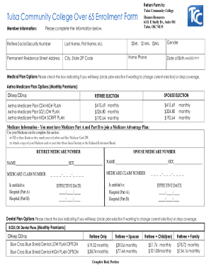 Fillable Online Tulsa Community College Tulsa Community College Over 65 ...