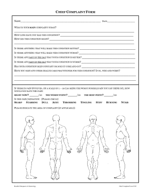 Fillable Online EXAM - CHIEF COMPLAINT FORM Fax Email Print - pdfFiller