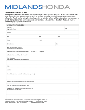 Fillable Online DONATION REQUEST FORM Midlands Honda enjoys ...
