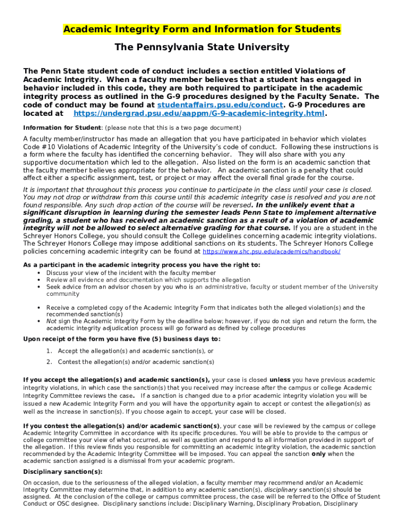 Academic Integrity and Ination for Students The Pennsylvania ... Doc ...