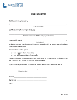 Fillable Online Proof of Residence Letter Sample: How to Write an ...