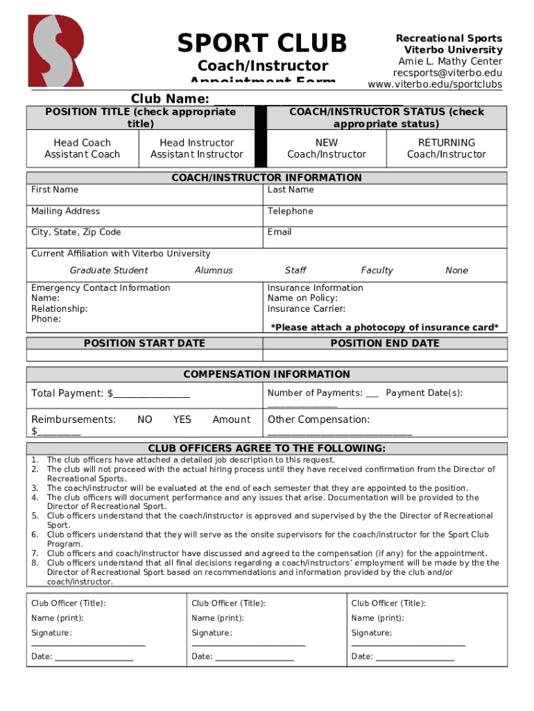 Coaching Appointment Doc Template | pdfFiller