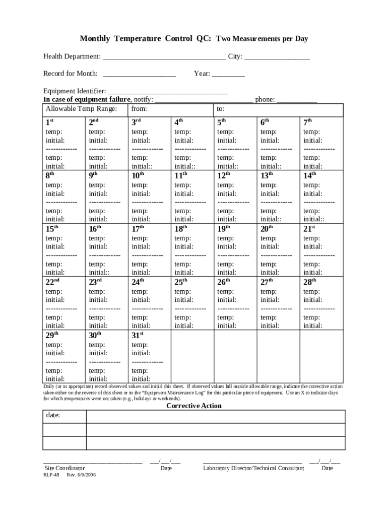 Temperature Log Sheet: Free TemplatesSafetyCulture Doc Template | pdfFiller