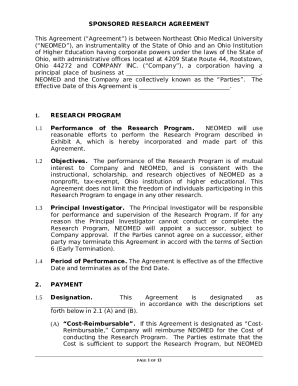 NEOMED Standard Patent License Agreement Doc Template | pdfFiller