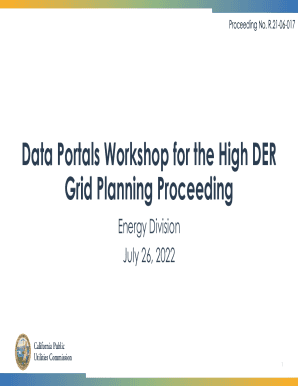Fillable Online Data Portals Workshop for the High DER Grid Planning ...