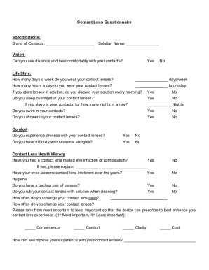Fillable Online Contact Lens Form Fax Email Print - pdfFiller