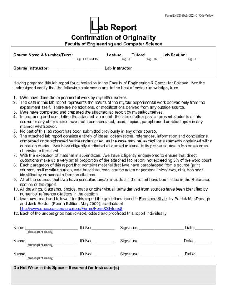 Fillable Online www.pdffiller.comescatalog18 Printable lab report example chemistry Forms and ...