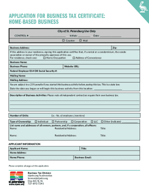 Fillable Online cms5.revize.comrevizestpeteAPPLICATION FOR BUSINESS TAX ...