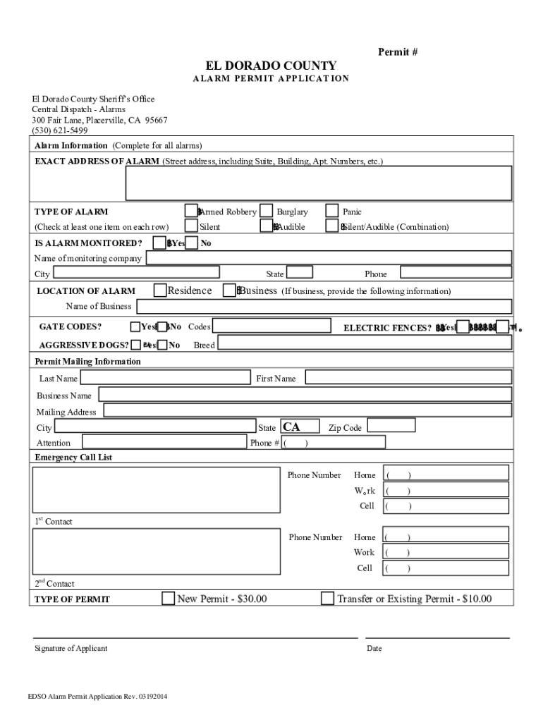 Fillable Online www.uslegalforms.comform-library254646-permitGet Permit # EL DORADO COUNTY - US ...