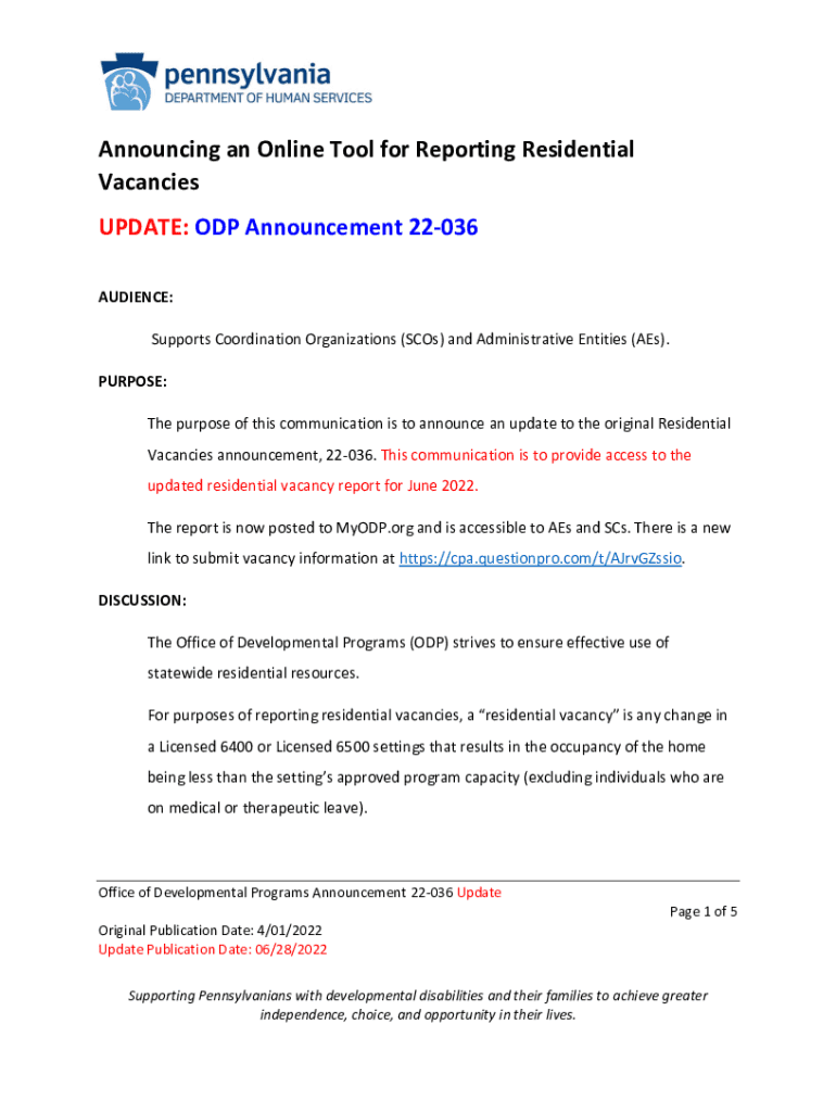Fillable Online ODP COVID19 Provider Resources - Department of Human Services Fax Email Print ...