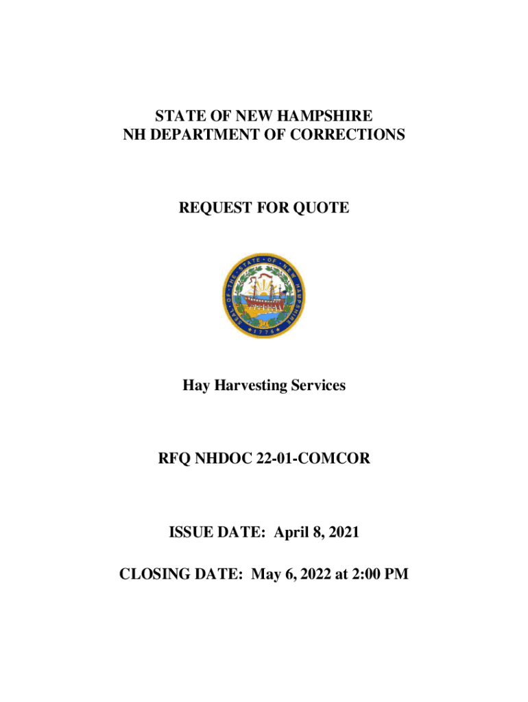 Fillable Online STATE OF NEW HAMPSHIRE NH DEPARTMENT OF CORRECTIONS ...