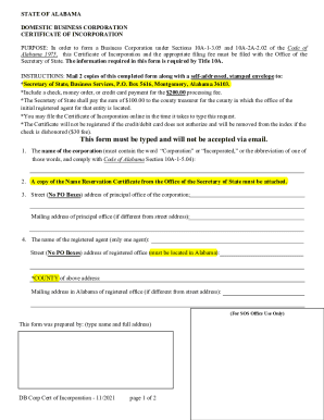 Fillable Online How to File a Certificate of Incorporation in Alabama ...