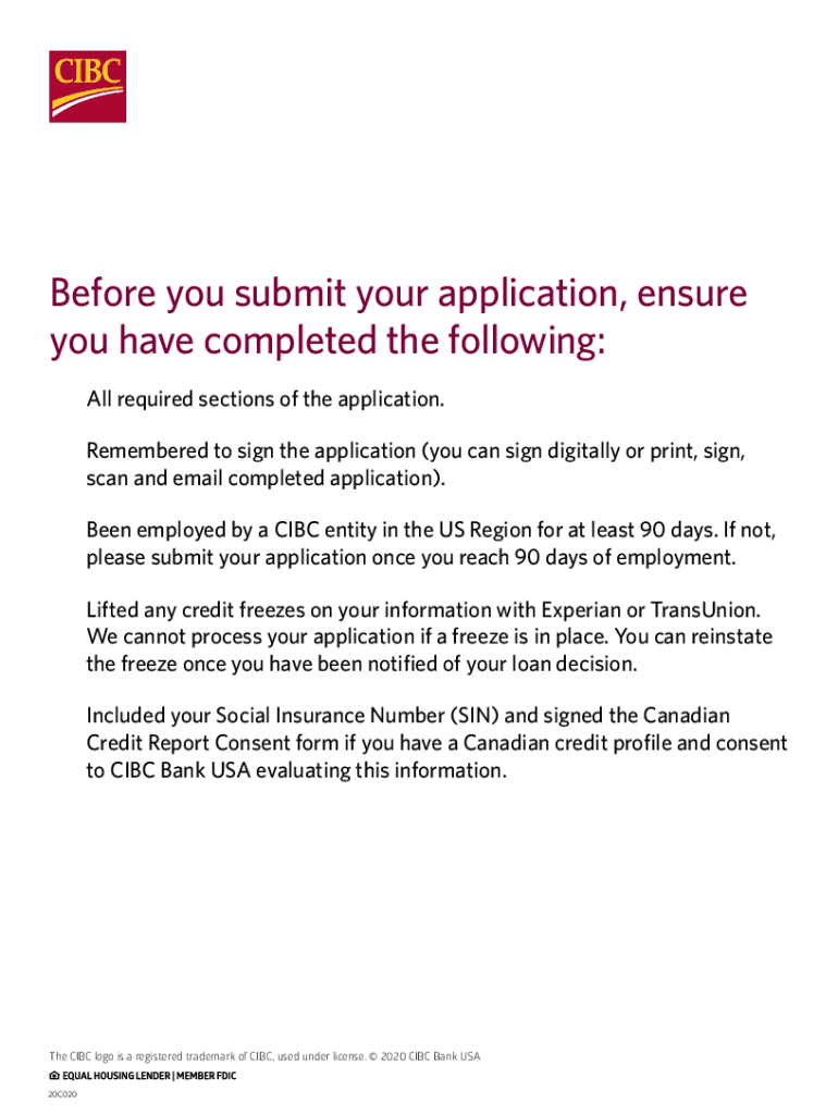 Fillable Online us.cibc.comcontentdamBefore you submit your application ...