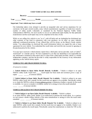 Fillable Online Used Vehicle Recall Disclosure.DOCX Fax Email Print ...