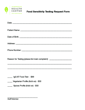 Fillable Online Food Sensitivity Test Request Form Fax Email Print ...