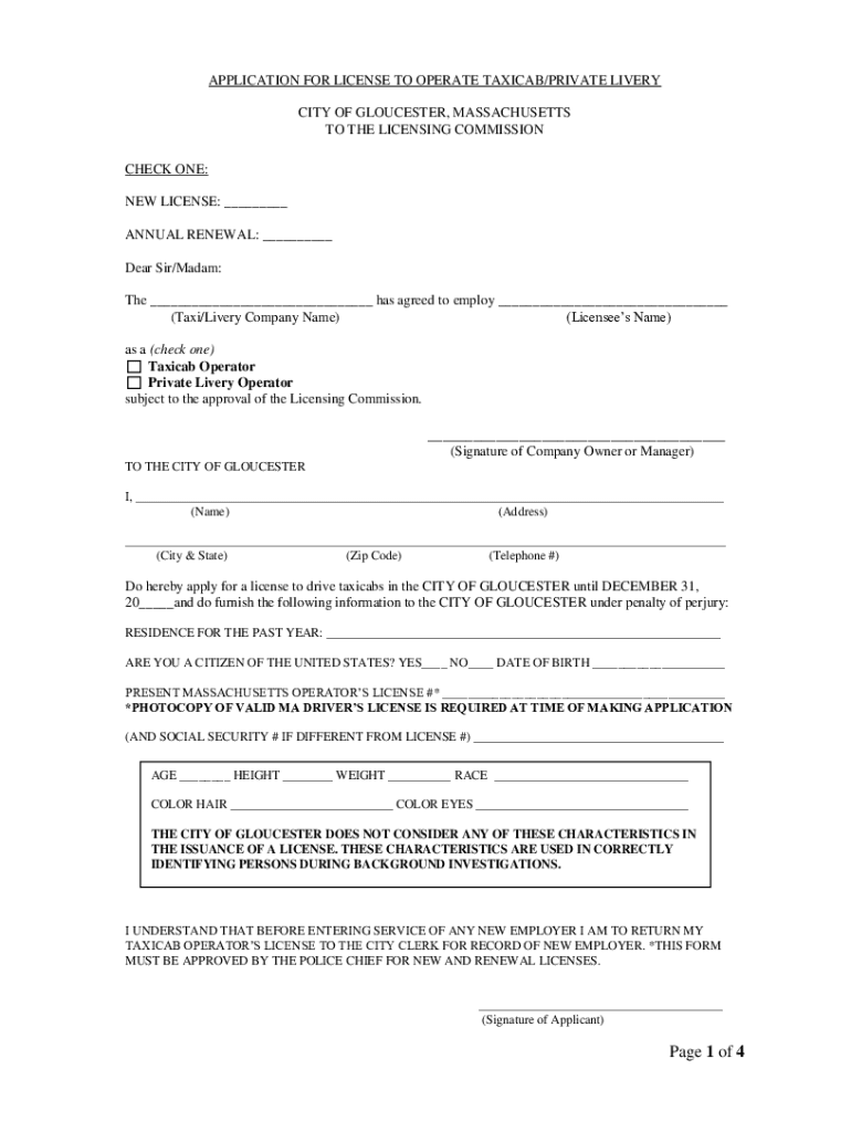 Fillable Online www.gloucester-ma.gov767Permits, Licenses, and ...