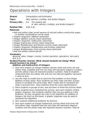 Mathematics Instructional Plan Grade 6 Application of Integer ...