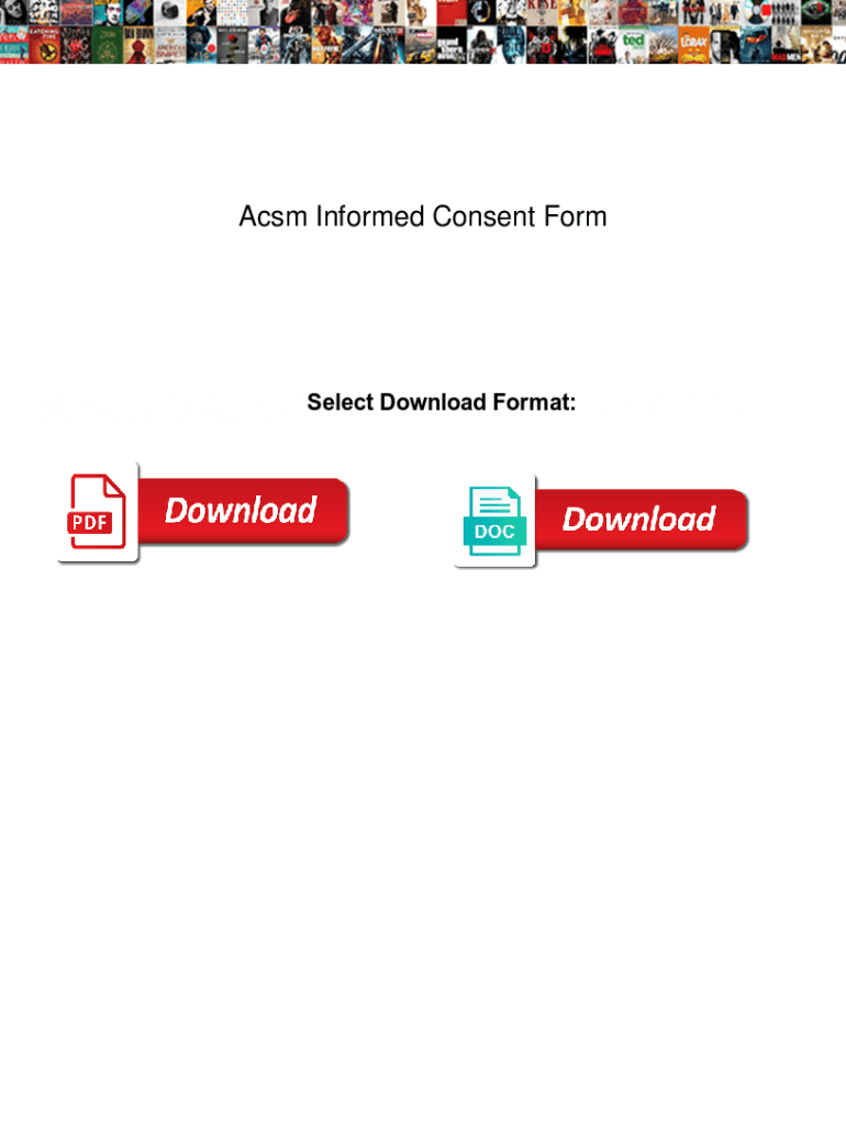 Fillable Online Acsm Informed Consent Form. Acsm Informed Consent Form ...