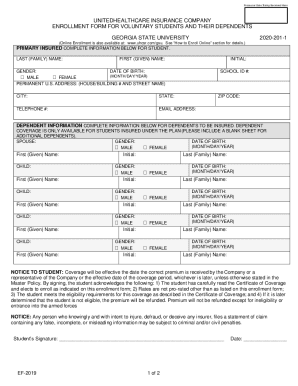 Fillable Online UNITEDHEALTHCARE INSURANCE COMPANY ENROLLMENT FORM FOR ...