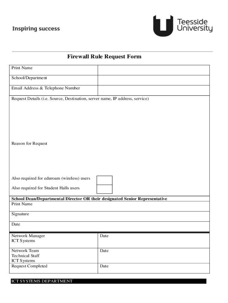 Fillable Online extra tees ac Firewall Rule Policy Request Form ...