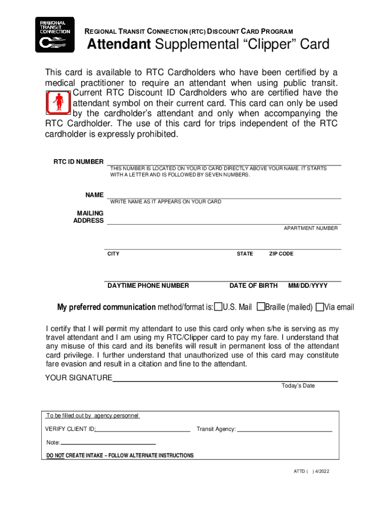 Fillable Online docs.clippercard.combrochuresrefRegional Transit ...