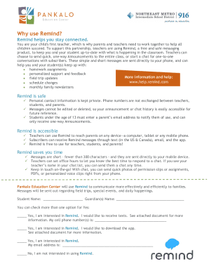 Fillable Online Remind Sign up form Fax Email Print - pdfFiller