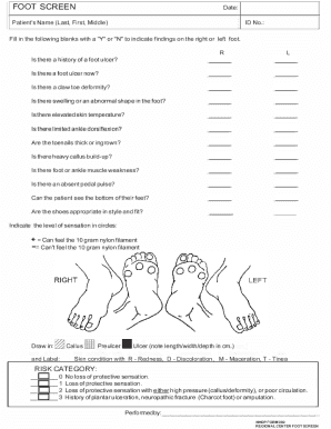 Fillable Online Foot Screening Form. Foot Screening Form Fax Email ...