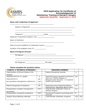 2018 Application for Certificate of Acknowledgement of Satisfactory ...