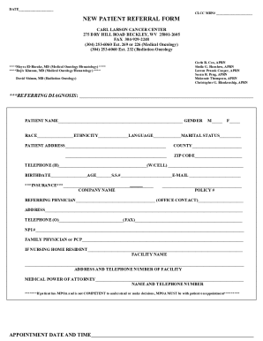 Fillable Online NEW PATIENT REFERRAL DATA SHEET medical oncology (002 ...
