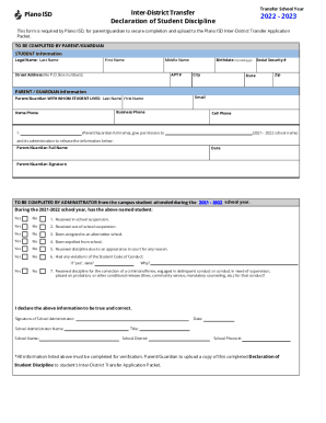 Fillable Online Plano ISD Student Transfer Form Fax Email Print - pdfFiller
